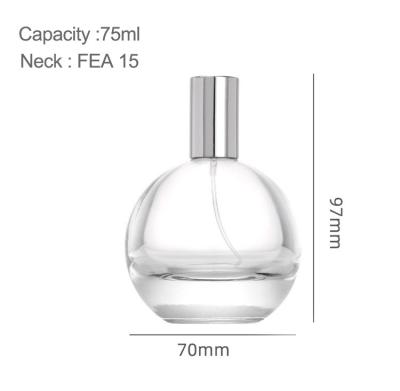 Cina Bottiglia vuota dei cosmetici del sotto della bottiglia 75ml del vapore leggero profumo sferico trasparente inferiore spesso della baionetta in vendita