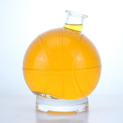 Cina Whisky Gin Rum Vodka Collare di vetro Bottiglia a forma di sfera con tappo personalizzato e tappo di sughero in vendita