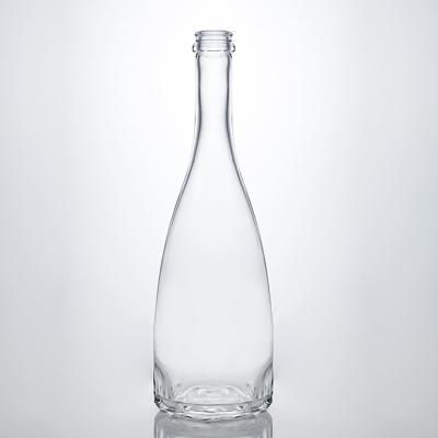Cina Whisky Gin Rum Vodka Collare di vetro inciso Bottiglia di liquore rotonda con tappo personalizzato in vendita