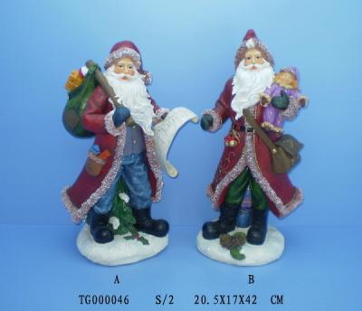 Cina Statue rosse del Babbo Natale della figurina di Polyresin di Natale 20,5 x 17 x 42 cm in vendita