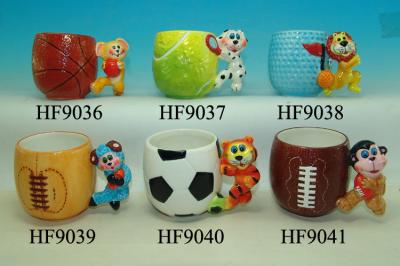 Cina Tazze ceramiche su ordinazione della maniglia del cane per cioccolata calda, tazza di caffè di pallacanestro in vendita