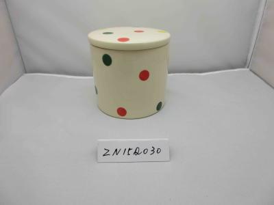 Cina Vaso ceramico del barattolo dello zucchero della decalcomania variopinta, cilindro alla moda delle scatole metalliche dello zucchero del caffè del tè a forma di in vendita