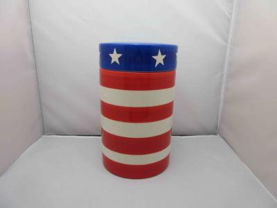 Cina Pittura ceramica personale della bandiera americana della scatola metallica del barattolo di biscotto per lo zucchero candito dell'alimento in vendita