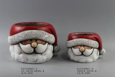 Cina Regalo ceramico di Natale di piano d'appoggio, supporti di candela ceramici di Natale con il Babbo Natale in cappello in vendita
