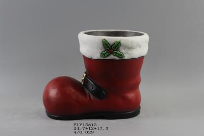 Cina Decorazioni ceramiche rosse dell'albero di Natale della scarpa con X12 del fiocco 24,7 della neve X 17 cm in vendita
