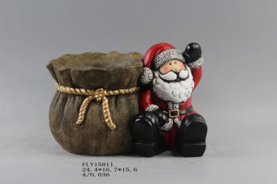 Cina Mini calzino/calza ceramici del regalo di Natale con i Babbo Natale 24,4 x 15,7 x 16,6 cm in vendita