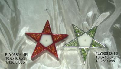 Cina Supporto ceramico di Tealight del regalo di Natale di forma della stella con la mano che dipinge 10,5 x 10,5 x 3 cm in vendita