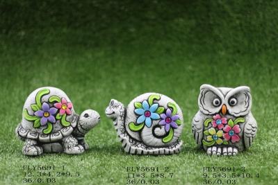 Cina Decorazioni del giardino, tartarughe del giardino del cemento e gufo ceramici svegli creativi in vendita