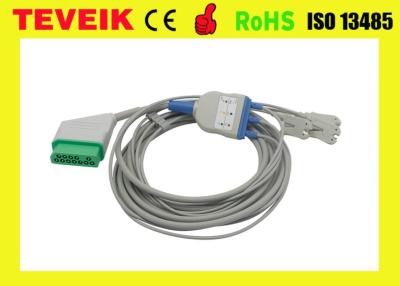 Cina L'un pezzo solo 3 di Nihon Kohden conduce il cavo 12pin rotondo di ECG con il materiale di IEC e di TPU della clip in vendita