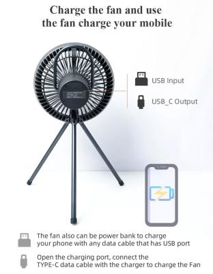 중국 LED 라이트와 팬을 야영시키는 USB 재충전이 가능한 삼각대 기초 팬 야외 텐트 판매용