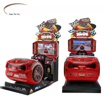Packaged racing game machine with wooden frame