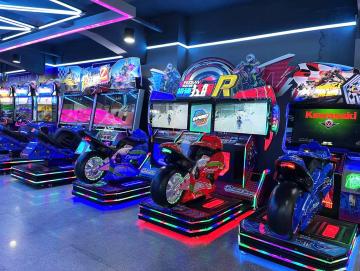 Two players enjoying the racing game