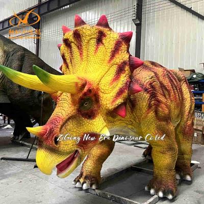 China Customized Color Animatronic Triceratops Electric Dinosaur With Infrared Sensor Control for sale