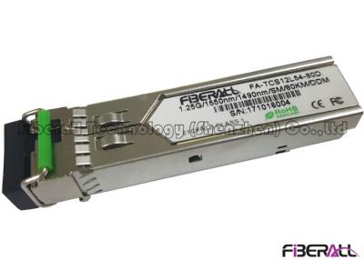 Cina del ricetrasmettitore a fibra ottica semplice di WDM 1.25Gbps modo 80Km DDM LC SFP singolo in vendita