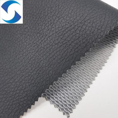 China Black Faux PVC Leather Embossed Fabric ECO-friendly For Sofa for sale