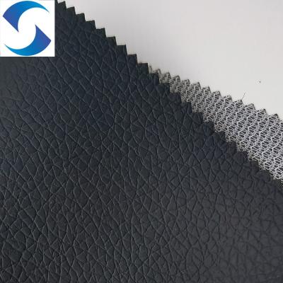 China Black Faux PVC Leather Embossed Fabric ECO-friendly For Sofa for sale