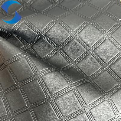 China 1.4-1.6m Width Stitching Leather Car Upholstery Faux Leather Embroidered Quilted Diamond Leather for sale