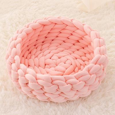 중국 거친 털 손으로 짠 애완동물 고양이 보금자리 기계 세탁 가능 DIY 팔 거친 직물 강아지 베드 판매용