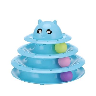 Plaque tournante éclatée trois jouets de combinaison de couche pour le chat
