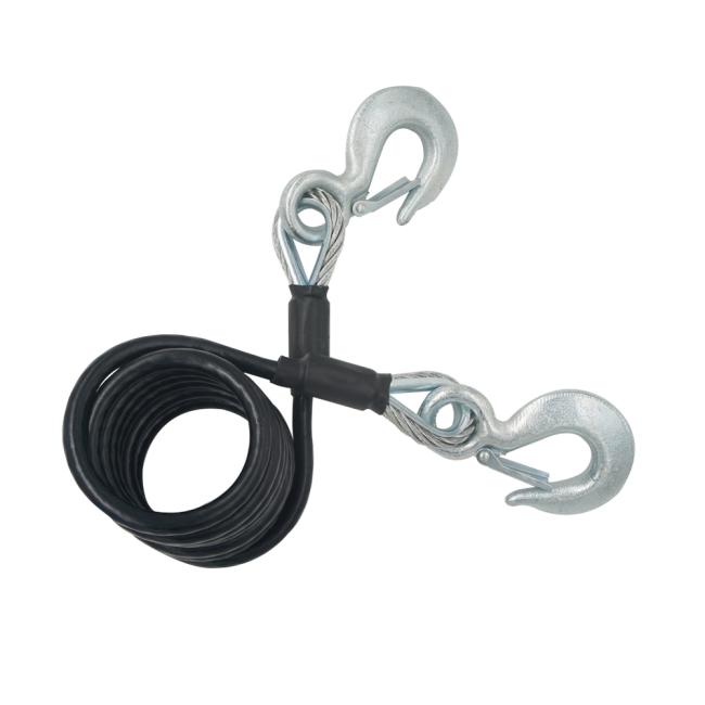 Heavy duty tow cable with hooks