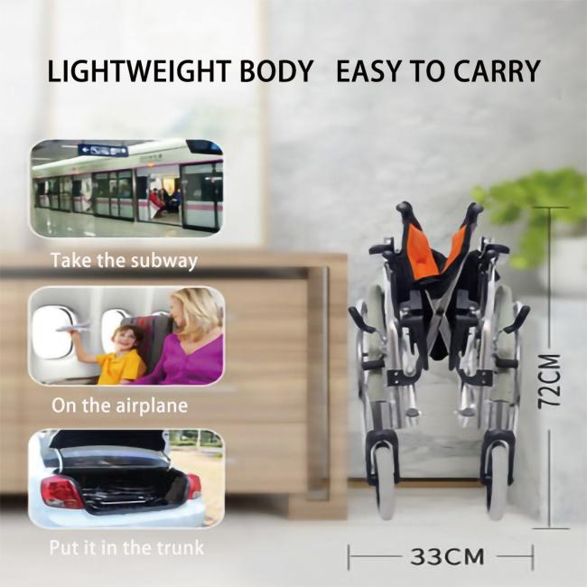 Lightweight Aluminum Wheelchair 24 Inch Steel Folding Manual Wheelchair