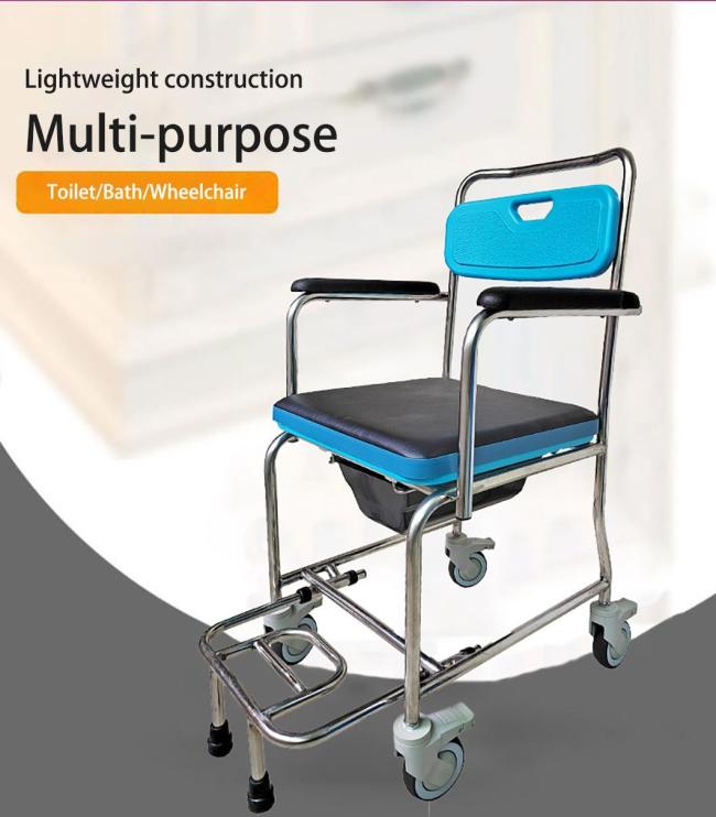 Bathroom Medical Safety Home Care Manual Shower Toilet Chair with Wheels