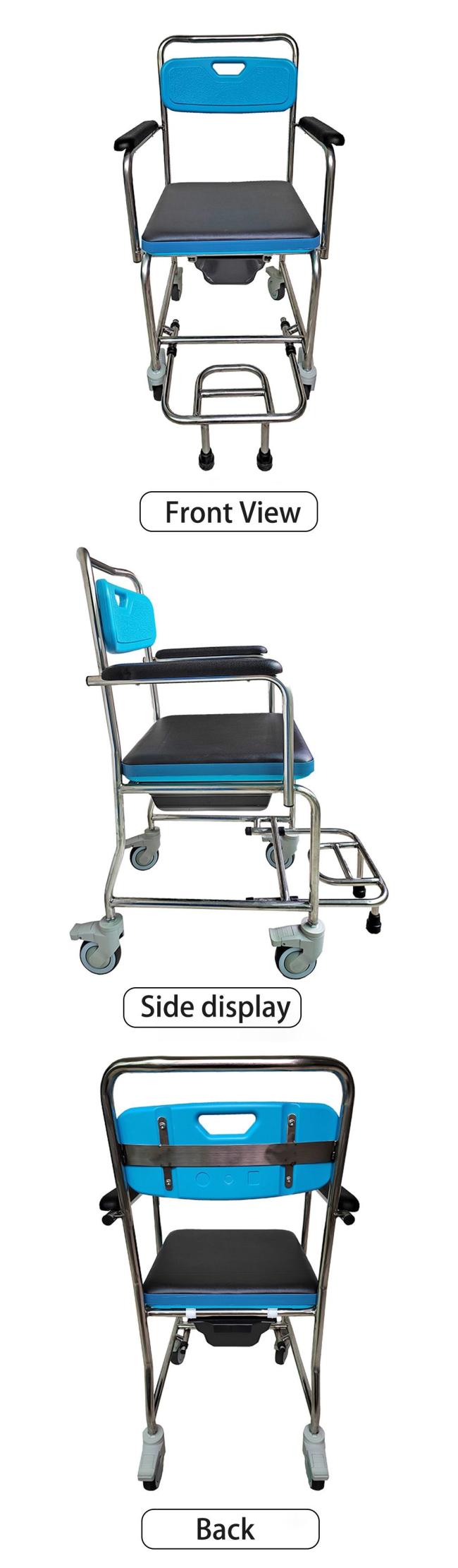 Bathroom Medical Safety Home Care Manual Shower Toilet Chair with Wheels