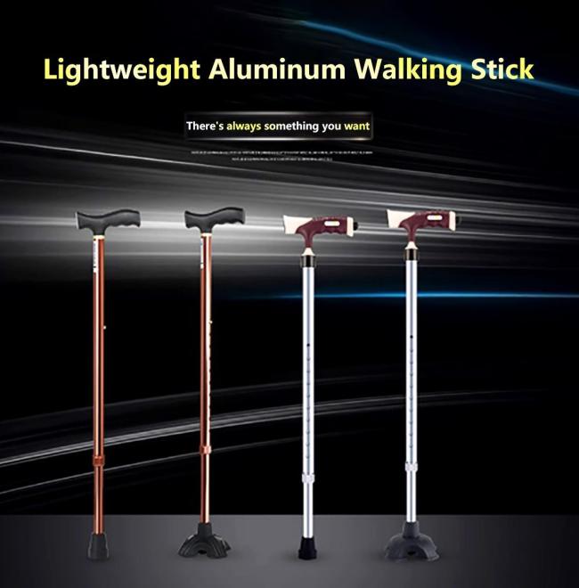 Adjustable walking stick for elderly - side view
