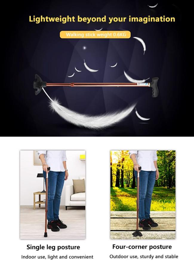 Adjustable walking stick for elderly - in use