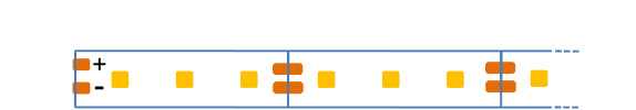 positive and negative marks on LED strip lights