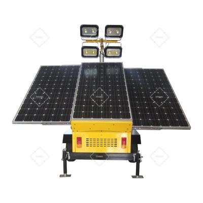 중국 휴대용 태양광 트레일러 장착 4 * 100W 화학 산업 공원 조명을위한 LED 조명 판매용