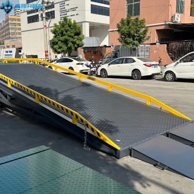 China Mobile Forklift Container Truck Loading Unloading Platform Dock Yard Ramp With 2 Wheels for sale