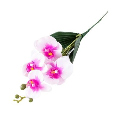 China The simulation flower four-headed Phalaenopsis home soft decoration small branch Phalaenopsis decoration 3d glue touch artificial flower is selling well across borders for sale