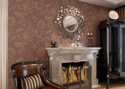Cina Carta da parati lavabile del vinile del modello floreale di Brown con stile rustico impresso in vendita