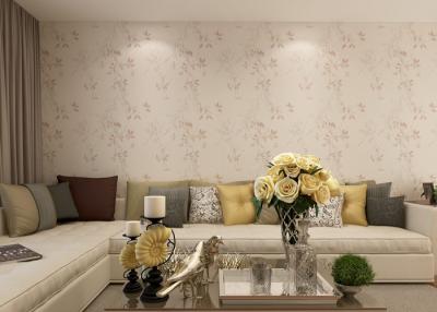 Cina Carta da parati floreale rustica del vinile con colore rosa-chiaro per il salone in vendita