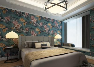 Cina Bella carta da parati lavabile verde del vinile con il retro modello floreale avvantaggioso in vendita