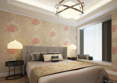 Cina Carta da parati rustica della decorazione della Camera di stile dell'albicocca impermeabile con il modello floreale in vendita