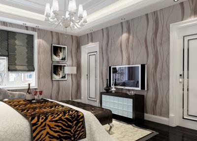 Cina Carta da parati contemporanea smontabile grigia della camera da letto dei rivestimenti murali con la linea modello della curva in vendita