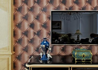 Cina modello del cuoio della carta da parati del vinile impresso effetto 3D per il fondo della TV in vendita