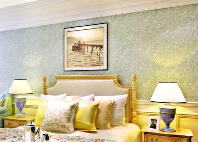 Cina Carta da parati del salone impressa stile classico con il modello floreale verde chiaro in vendita