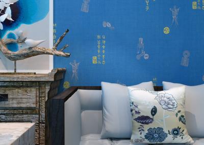 Cina Wallcovering non tessuto cinese di stile del cartone blu insonorizzato per il salone/camera da letto in vendita