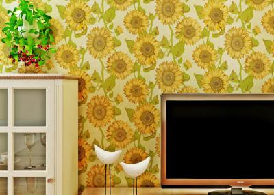 Cina Carta da parati moderna del salone del modello del girasole con superficie impressa, colore dorato in vendita