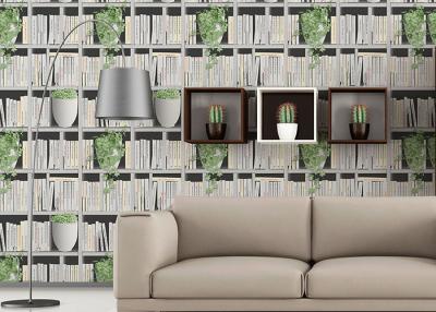 Cina Le piante verdi ed i libri che stampano 3D a casa Wallpaper lo stile conciso moderno per la caffetteria in vendita