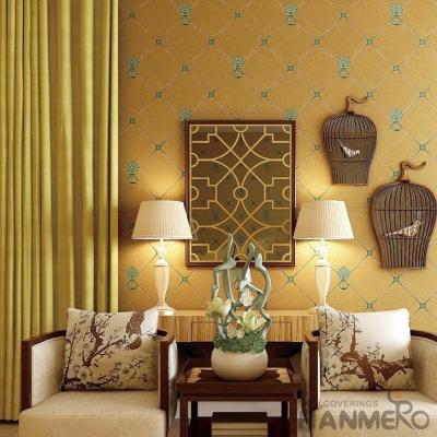 Cina Decorazione domestica elegante del nuovo di arrivo di giallo 0.53*10M della pelle scamosciata della carta da parati modello di Germetric in vendita