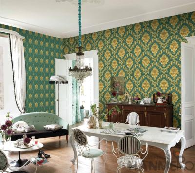 Cina Fondo europeo del sofà della stanza di stile del venditore cinese di Wallcovering del damasco della carta da parati del PVC in vendita