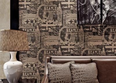 Cina Carta da parati moderna 0.53*10M, carta da parati del salotto di stile d'annata del salotto con le lettere inglesi in vendita