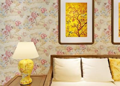 Cina carta da parati della camera da letto del contemporaneo di 0.53*10M con il modello floreale giallo-chiaro, isolamento termico in vendita