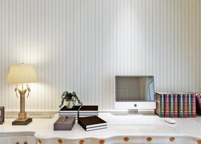 Cina Carta da parati a strisce Strippable, stile Mediterraneo del salone bianco e blu in vendita