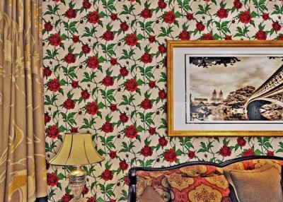Cina Carta da parati floreale non tessuta di stile d'annata di rosso per la decorazione della stanza, amichevole eco- in vendita