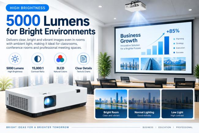 5000 lumen projector for bright classroom and meeting room